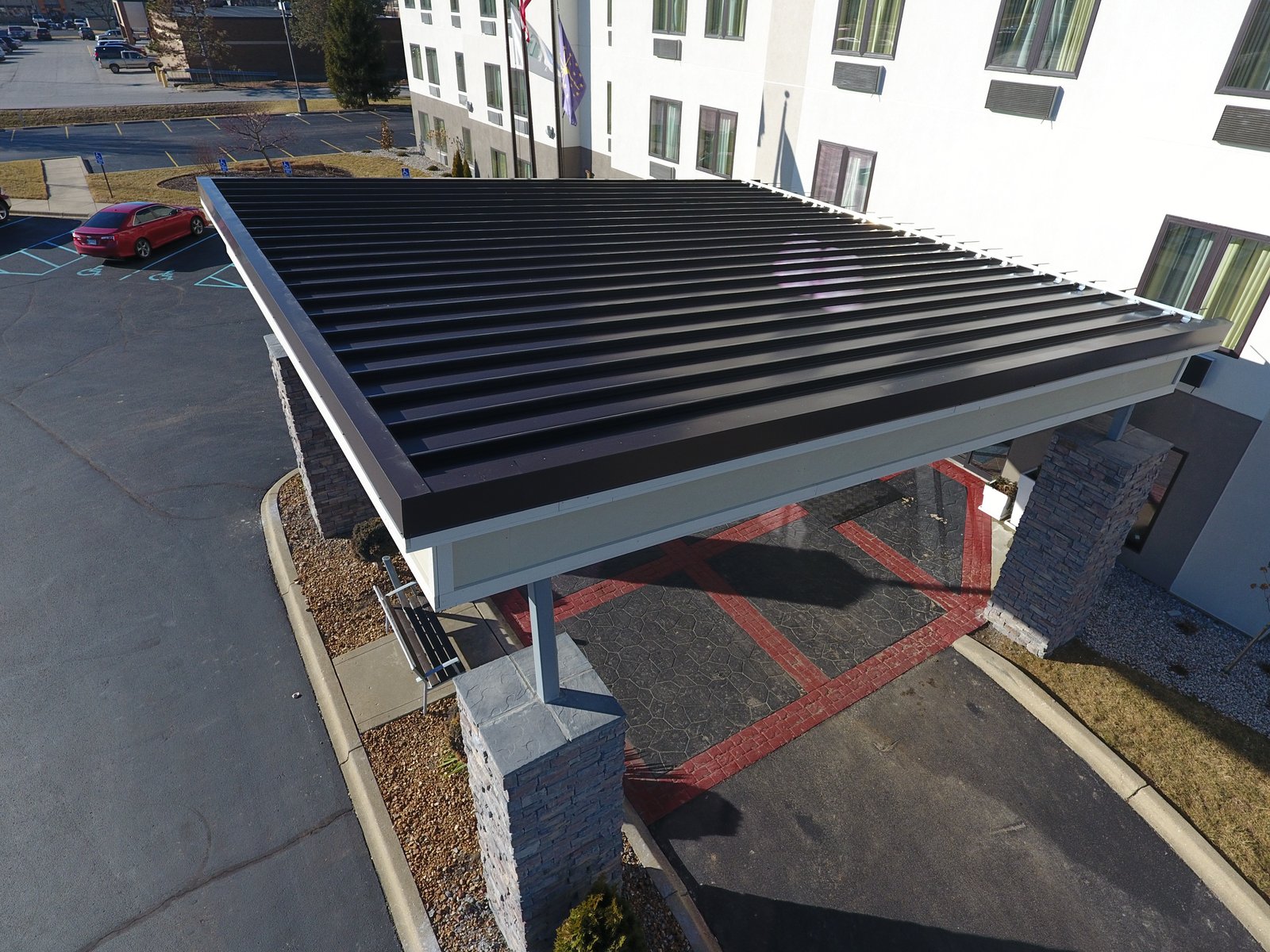 Holiday Inn Canopy Standing Seam Installation Madison, IN